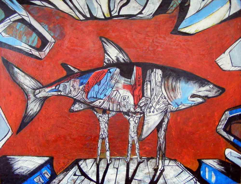 Shark paintings | acrylics on canvas by artist Marko Gavrilovic